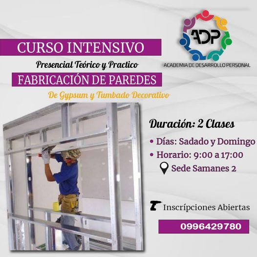 Curso de Fabricacion de Paredes de Gypsum Tickets, Academia de ...