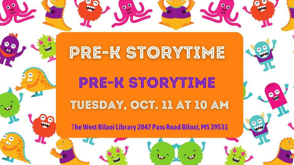 Pre-K Storytime: Matching Monsters, West Biloxi Library, 11 October 2022