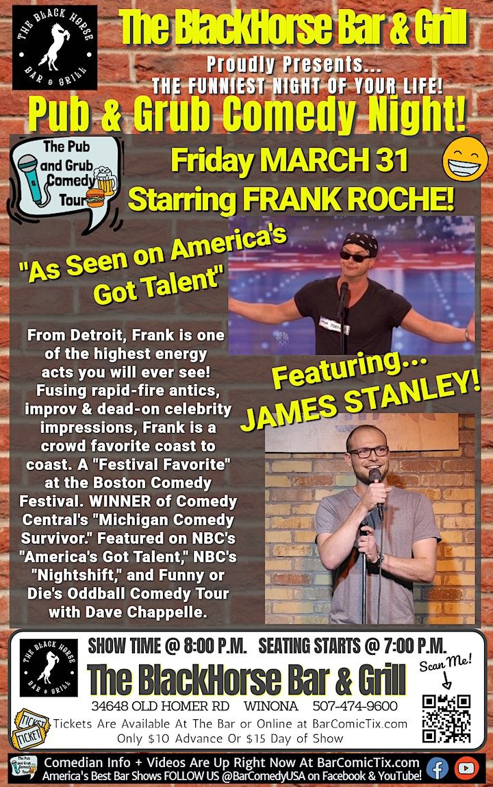 WINONA, MN | FRANK ROCHE + JAMES STANLEY @ BLACKHORSE BAR & GRILL ...