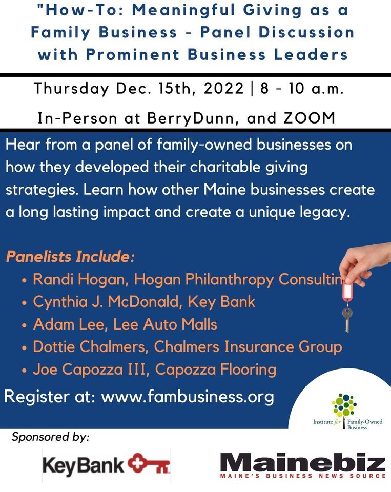 "How To": Meaningful Giving as a Family Business, BerryDunn, Portland ...