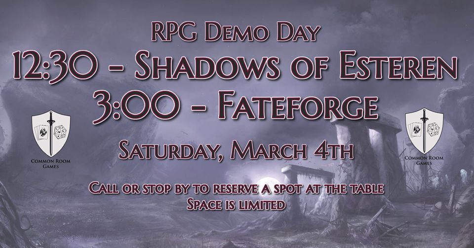 RPG Demos: Shadows of Esteren & Fateforge, The Common Room, Bloomington ...