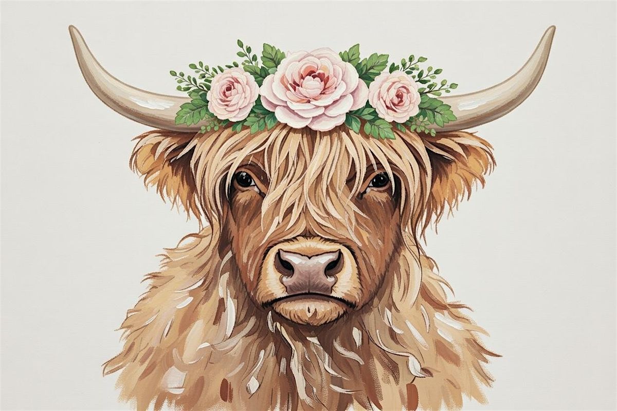 Highland Cow Painting Party - Beginner Friendly!, Cool Beans Cafe ...