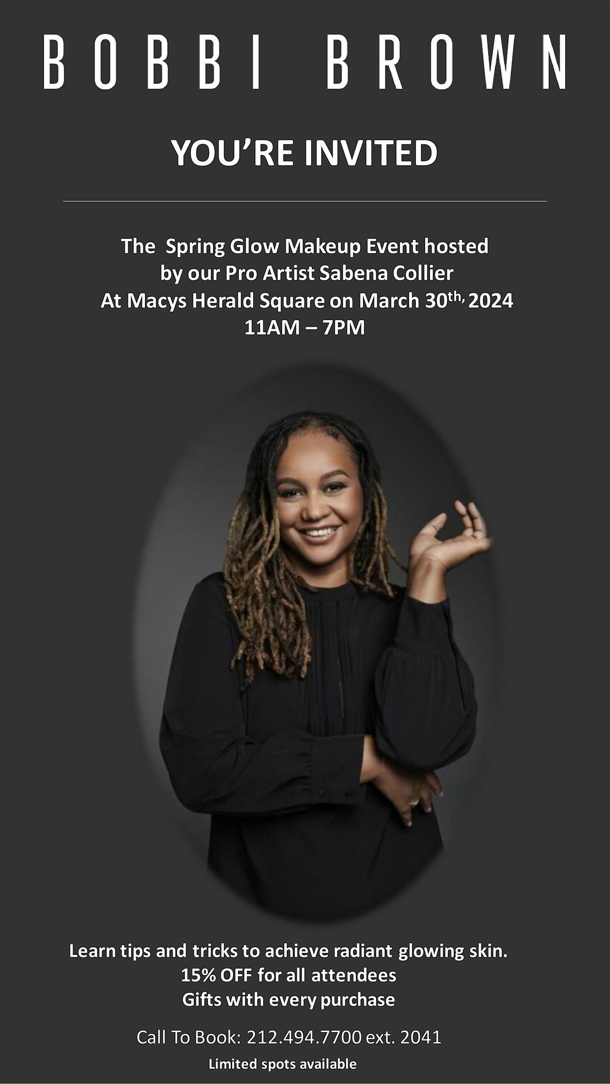 Bobbi Brown Spring Glow Make Up Event, Macy's, New York, 30 March 2024