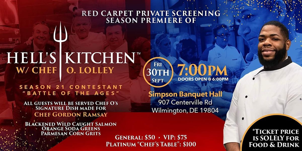 Chef O on Hells Kitchen, Simpson Banquet Hall, Wilmington, 30 September ...