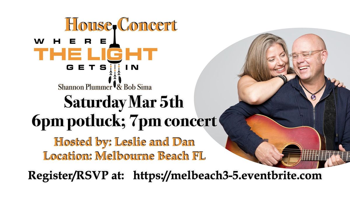 Melbourne FL: House Concert with Bob Sima and Shannon Plummer ...