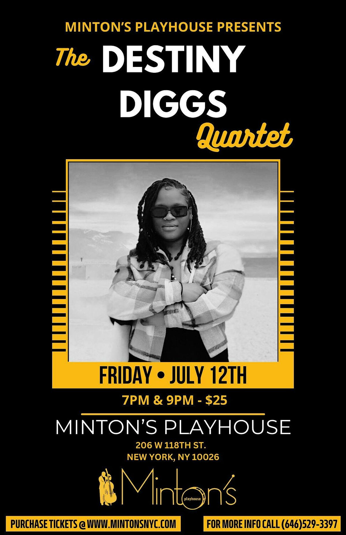 Fri. 07/12: The Destiny Diggs Quartet at Mintons Playhouse Harlem NYC ...