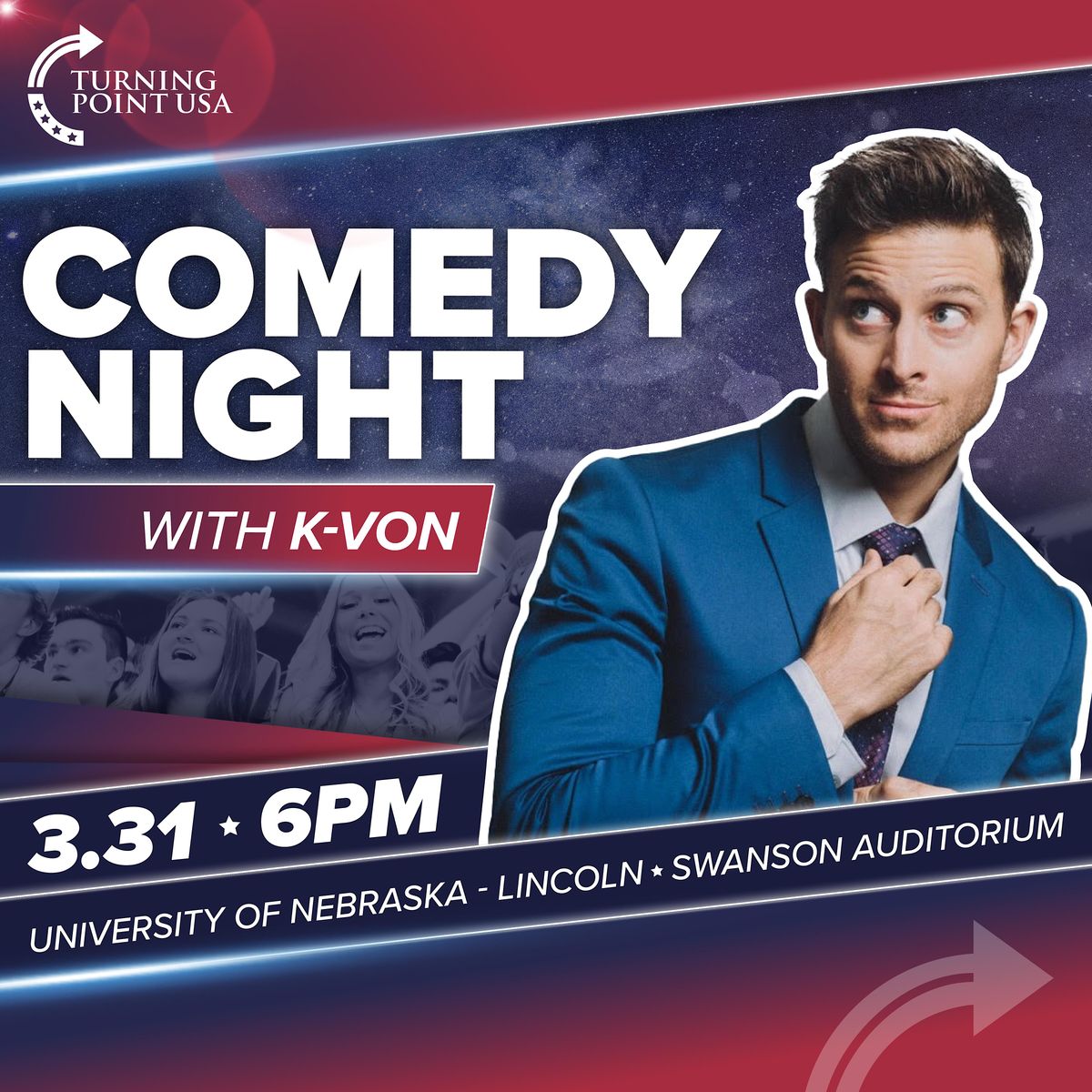 Comedy Night with K-Von, Nebraska Union, Lincoln, 31 March 2023
