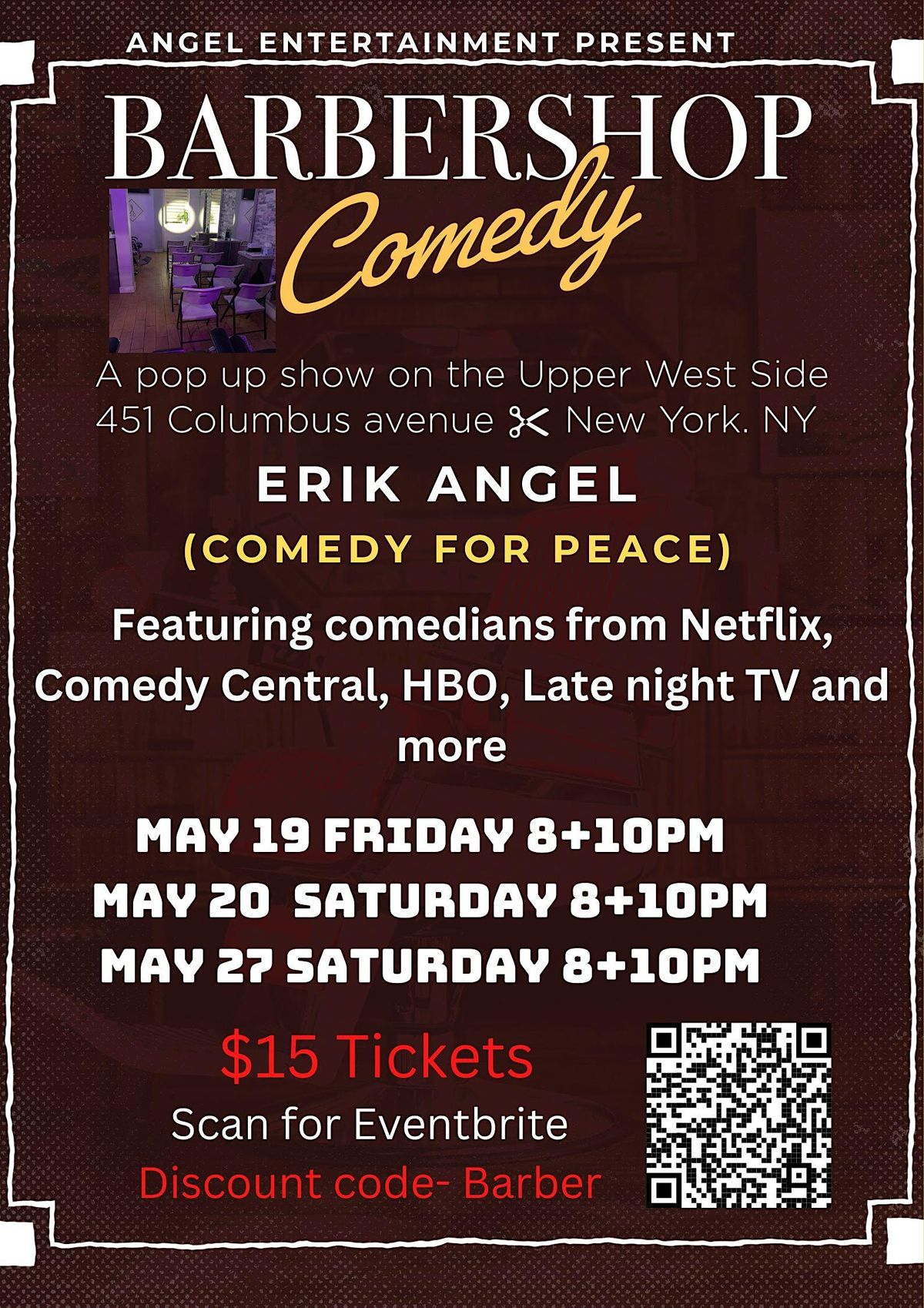 The Laboratory- Comedy Show in a Barbershop, 451 Columbus Ave, New York ...