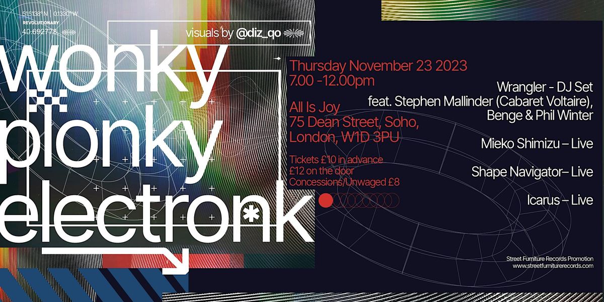 Wonky Plonky Electronk, All is Joy Studios, London, 23 November to 24 ...