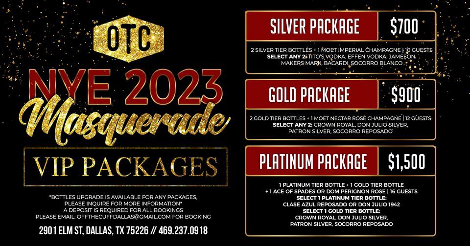 NYE 2023 - Masquerade Party, Off The Cuff, Dallas, 31 December to 1 January