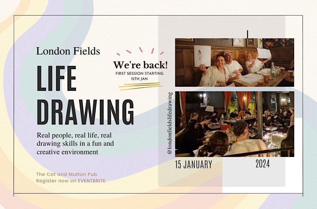 London Fields Life Drawing, The Cat & Mutton, London, 15 January 2024