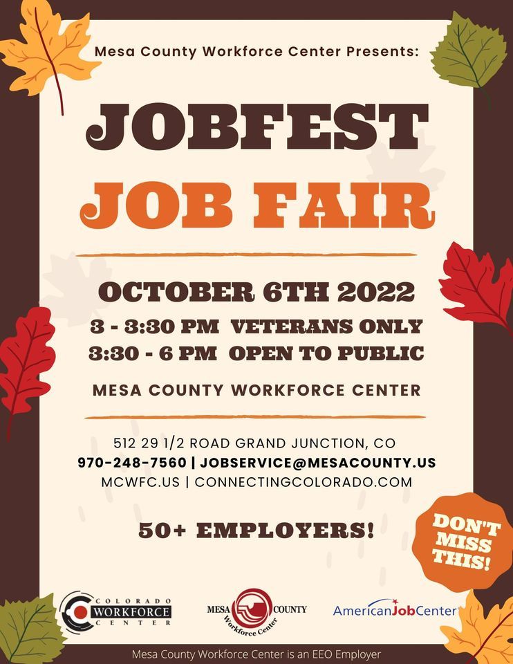 Jobfest Job Fair 2022, Mesa County Workforce Center, Grand Junction, 6 ...