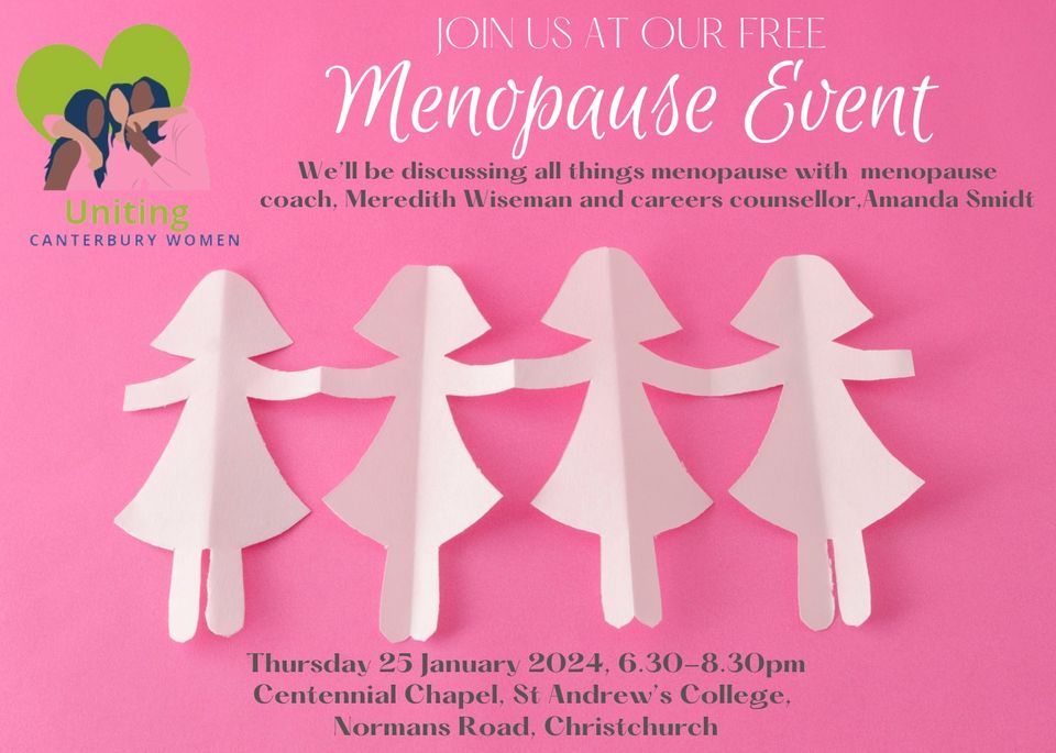 Uniting Canterbury Women FREE Menopause Event, St Andrew's College ...