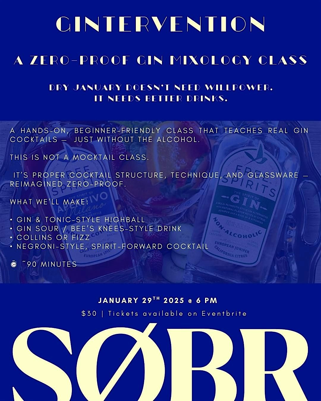 Gintervention - a Zero-Proof Mixology Class, Sobr Market Burlington, 28 ...