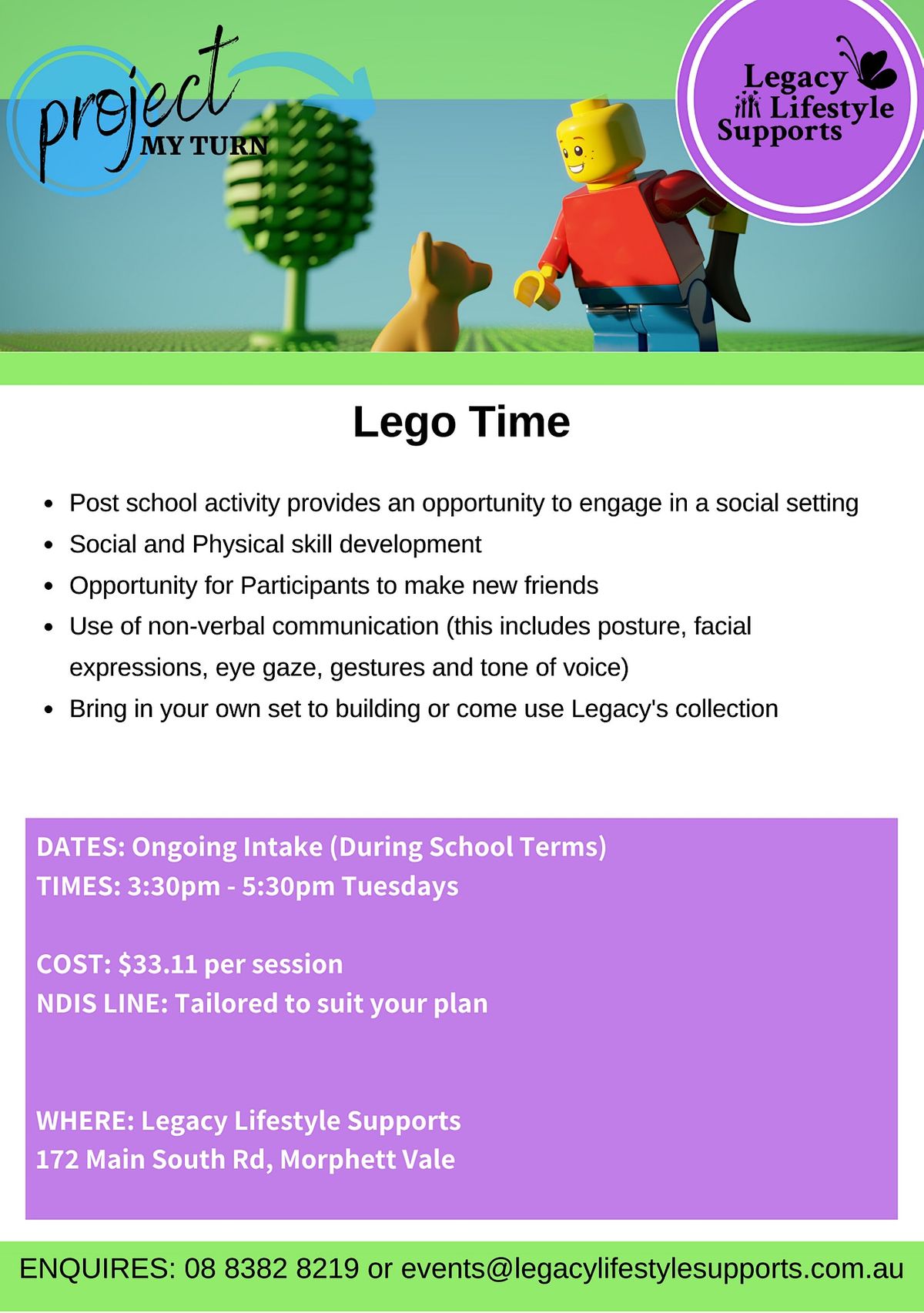 2023 Term 1- After School Activity - Lego Time, Legacy Lifestyle Supports Main Office, Morphett ...