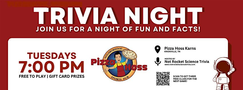 Pizza Hoss Karns Trivia Night, Pizza Hoss in Karns, Knoxville, 23 April ...