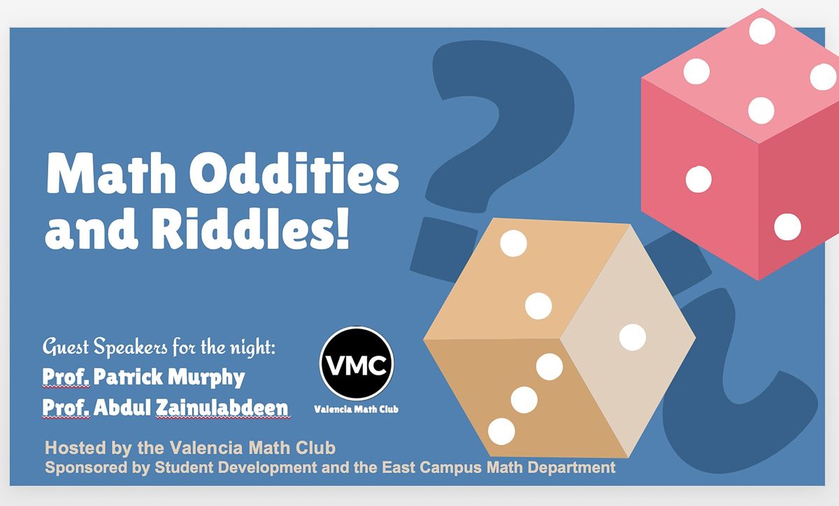 Math Oddities & Math Riddles Spring 2022, Online via Zoom, Orlando, 25 ...