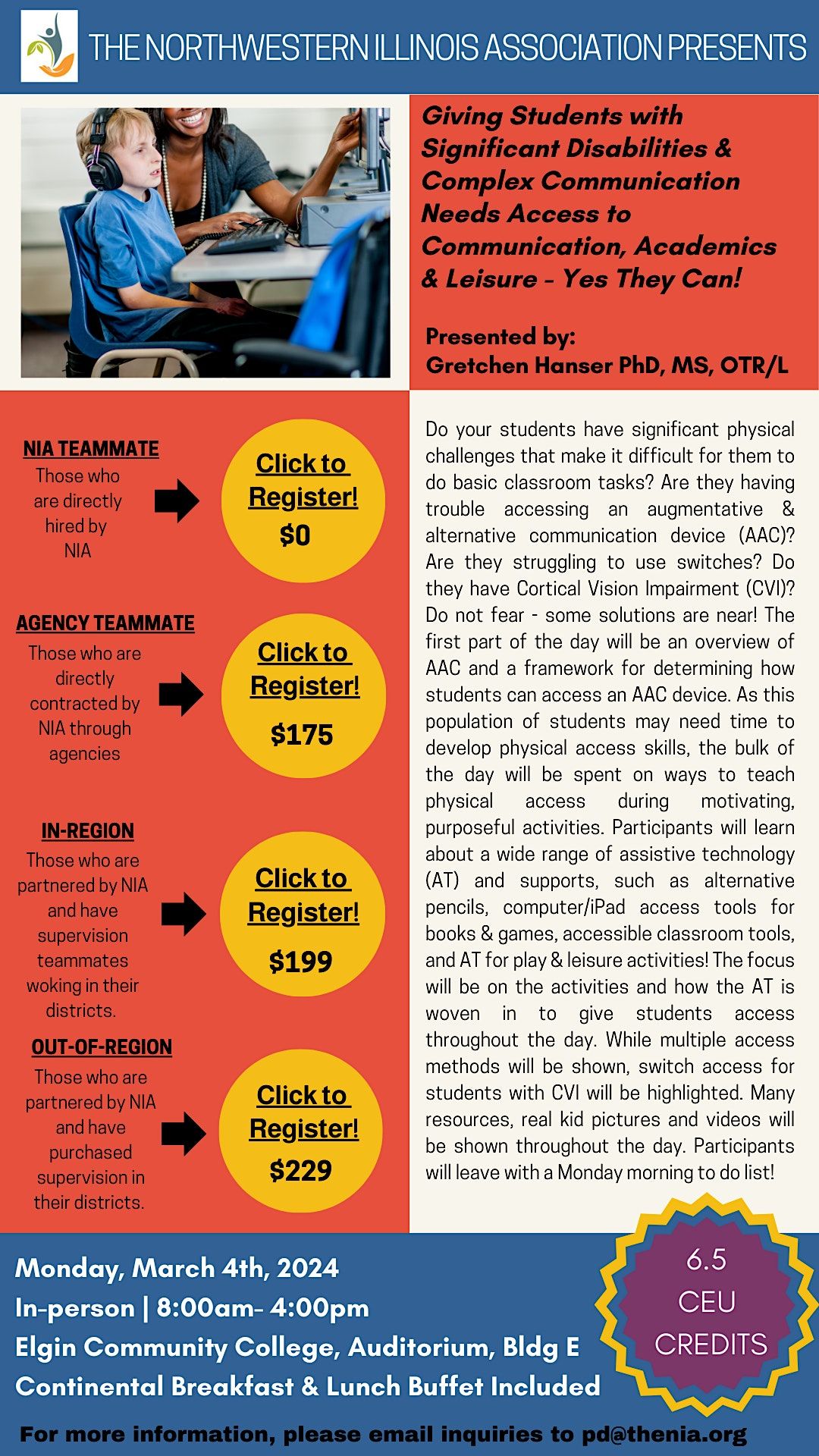 Yes They Can!, Elgin Community College Building E, 4 March 2024