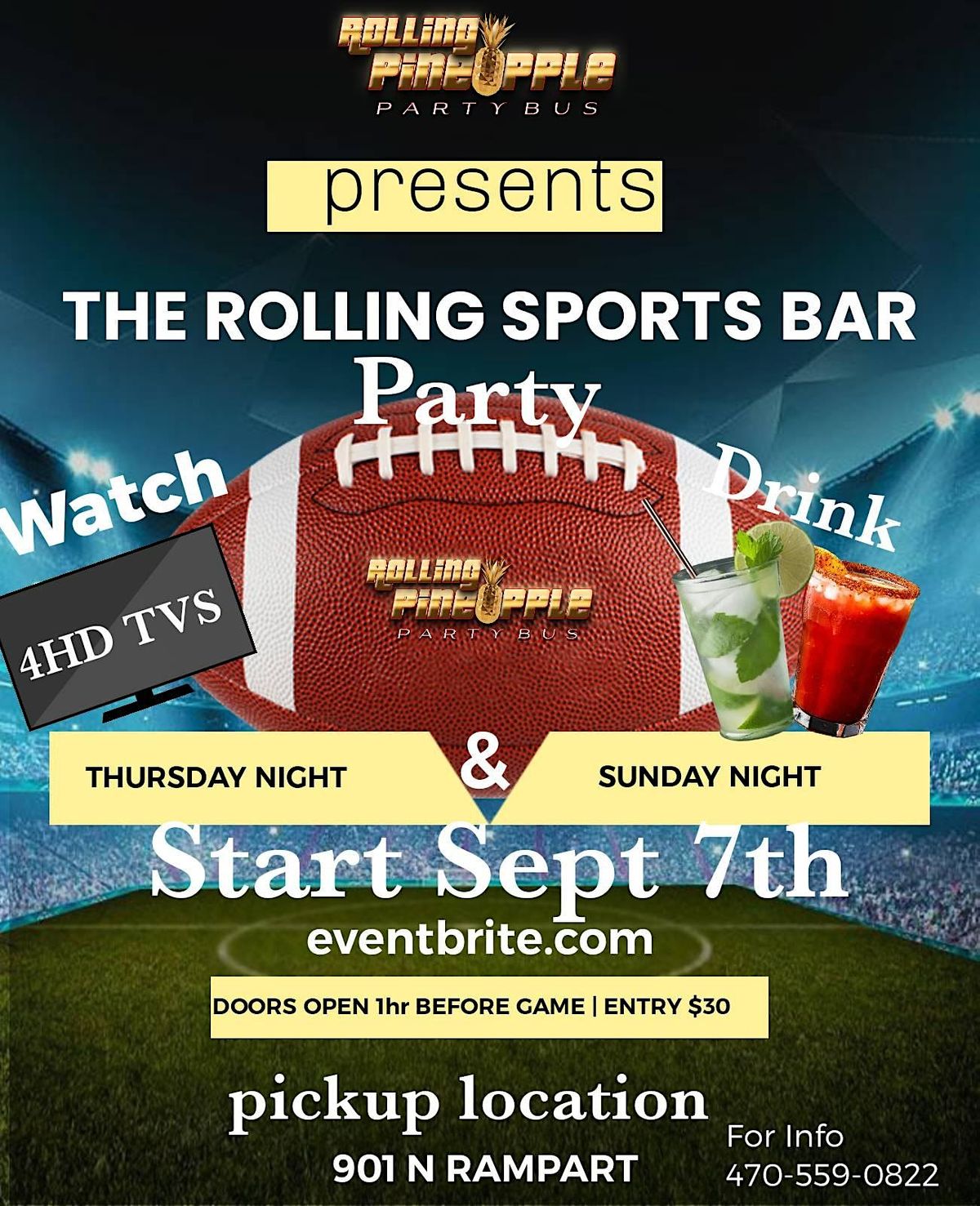 Rolling Football on The Rolling Pineapple Sports Bar EDITION, 901 N ...