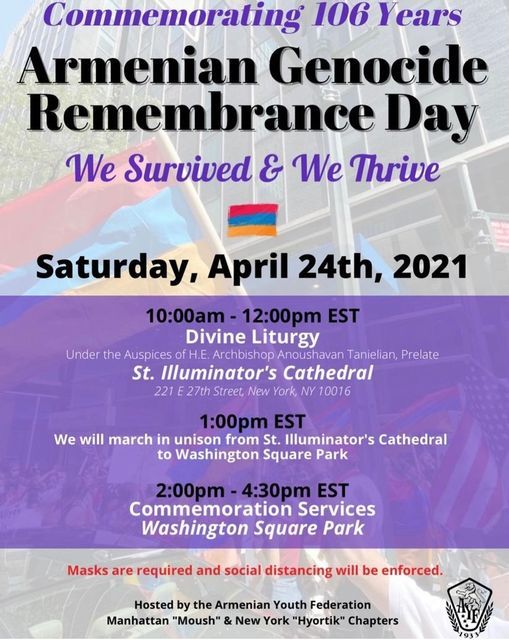 Armenian Genocide Remembrance Day, Washington Square Park, York, 24 ...