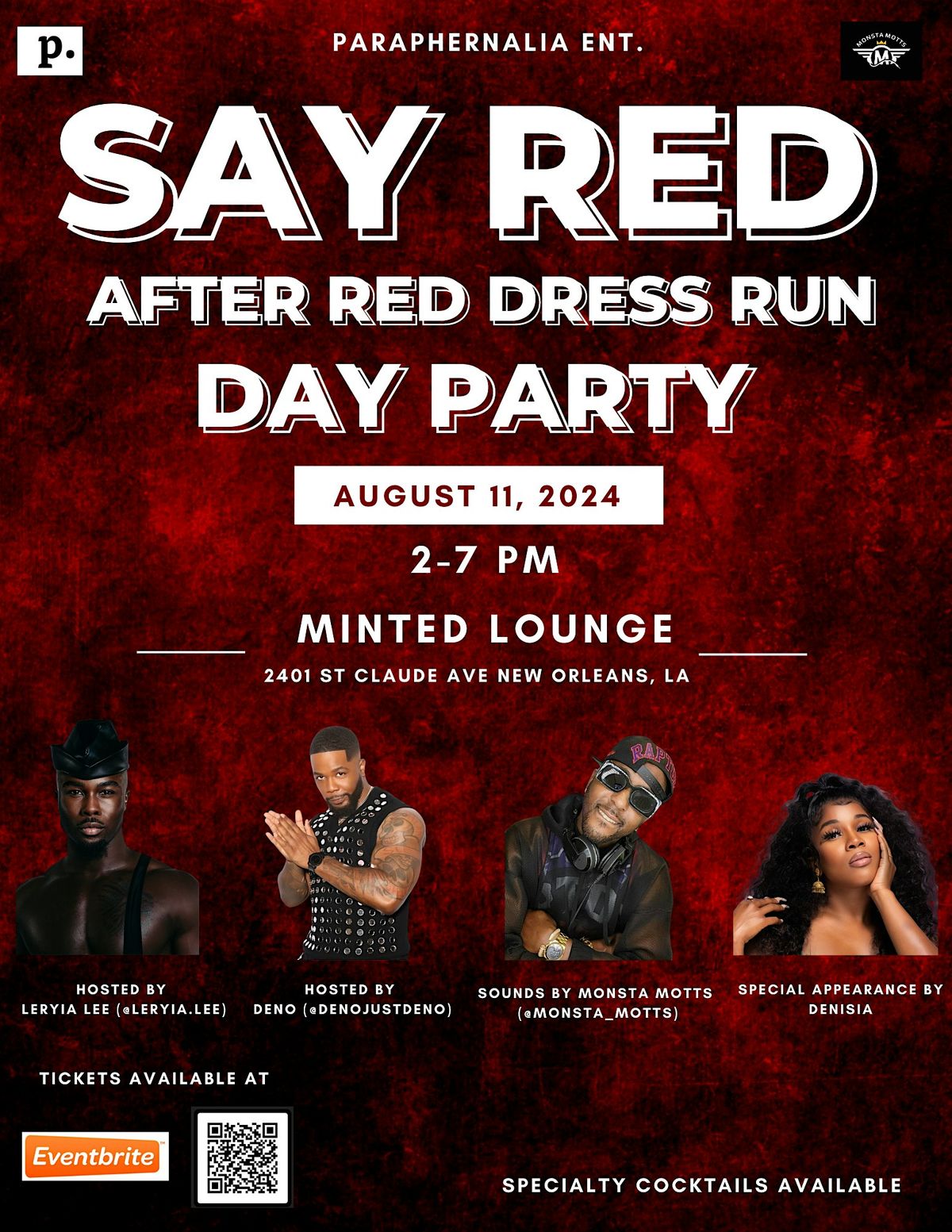 SAY RED AFTER RED DRESS RUN DAY PARTY, Minted Lounge Nola, New Orleans ...
