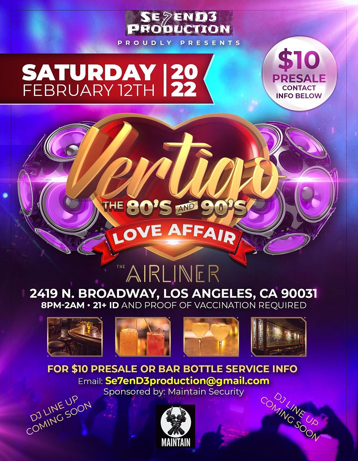 Vertigo The 80s & 90s Love Affair, The Airliner, Los Angeles, 12 ...