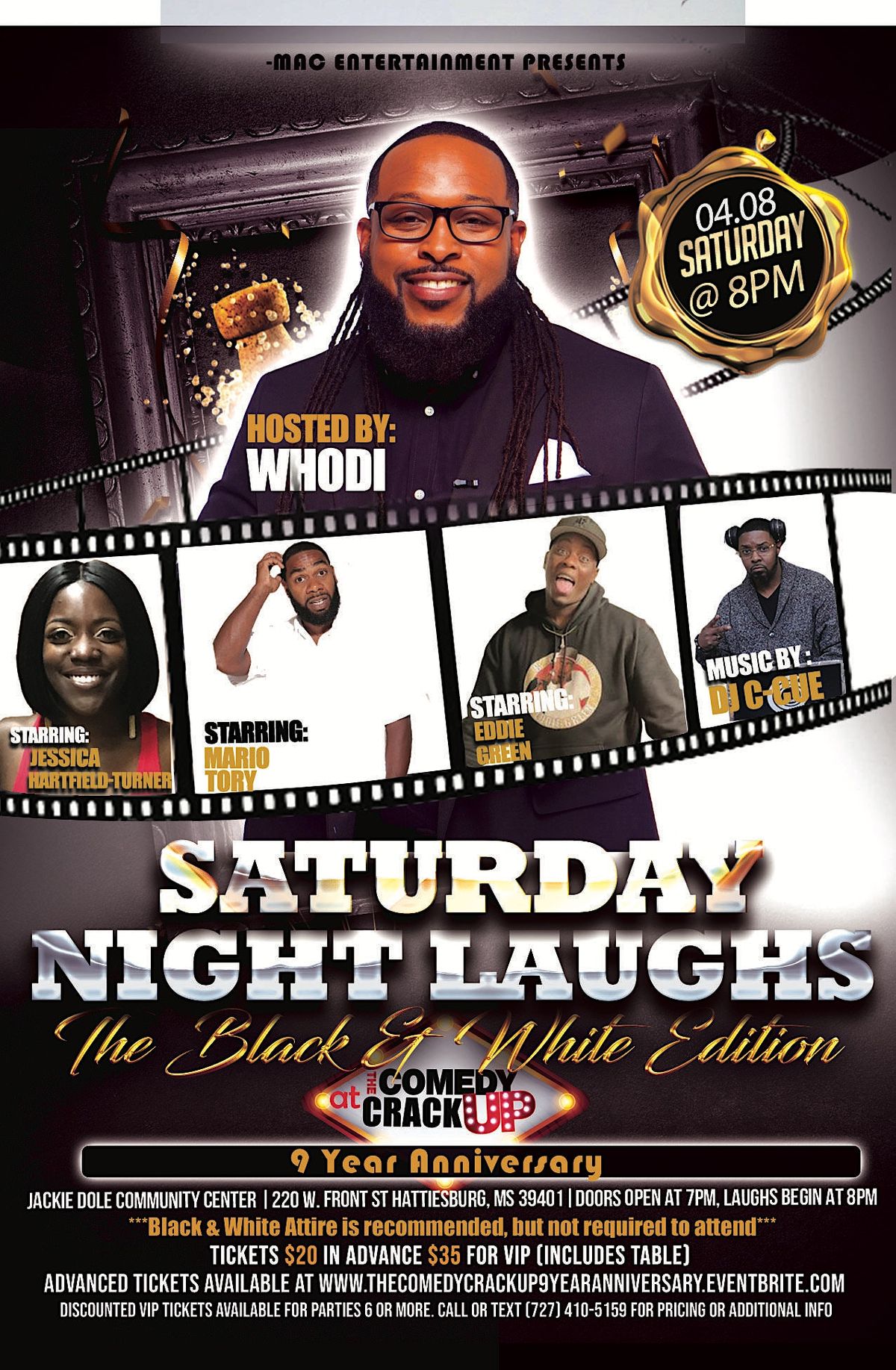 SATURDAY NIGHT LAUGHS 9th YEAR ANNIVERSARY starring MARIO TORY, Jackie ...
