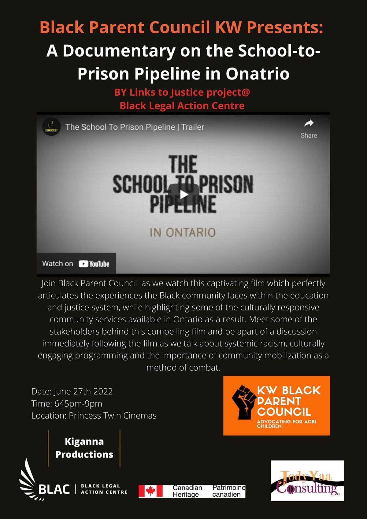 School-To-Pr*son Pipeline Screening + Panel with Black Parent Council ...