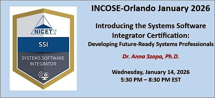 INCOSE Orlando Monthly Meeting - January 2026 (NEW LOCATION ...