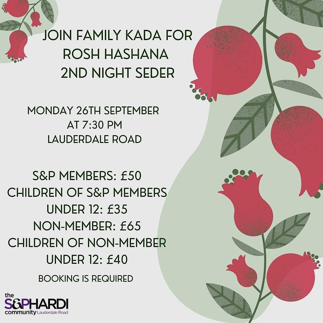 Rosh Hashana 2nd Night Seder, Montefiore Hall, Lauderdale Road ...