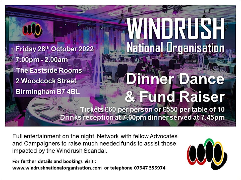 Windrush Gala Dinner and Dance, The Eastside Rooms, Birmingham, 28 ...