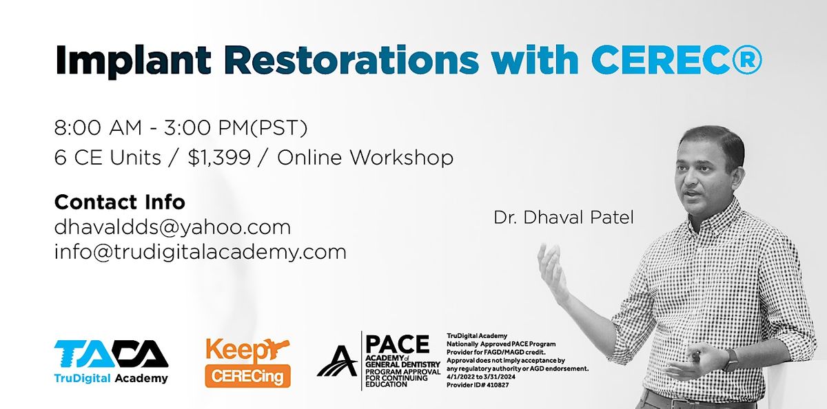 Implant Restorations with CEREC, Online, 7 October 2023
