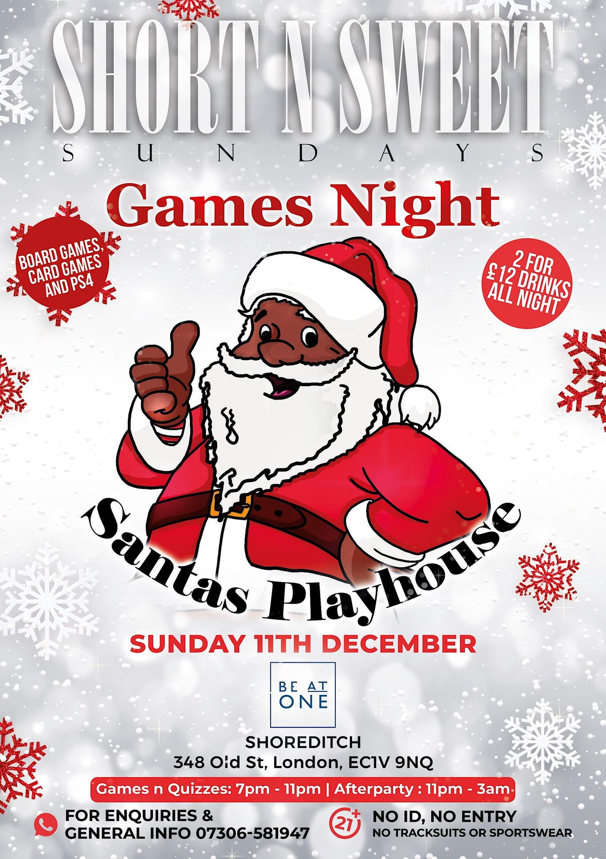 Short n Sweet Games Night - Santas Playhouse, Be At One Shoreditch ...