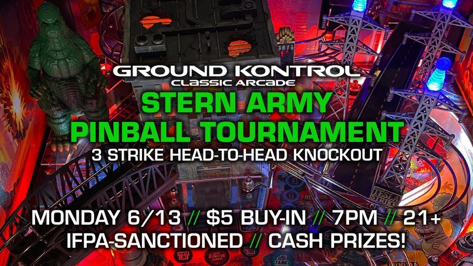June Stern Army Pinball Tournament, Ground Kontrol Classic Arcade ...