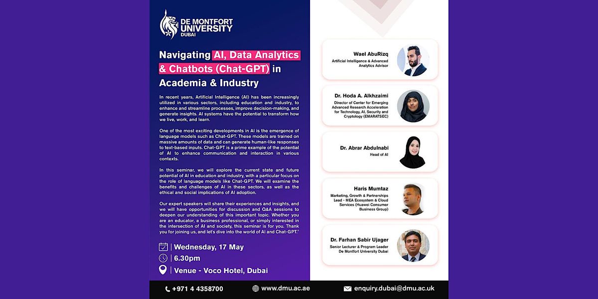 Navigating Artificial Intelligence, Data Analytics and Chatbots (Chat-GPT), voco Dubai, 17 May 2023