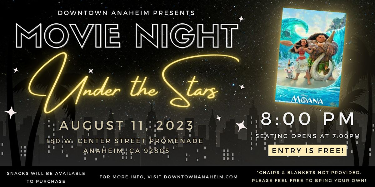 Summer Movie Night Under the Stars - MOANA, 180 W Center Street ...