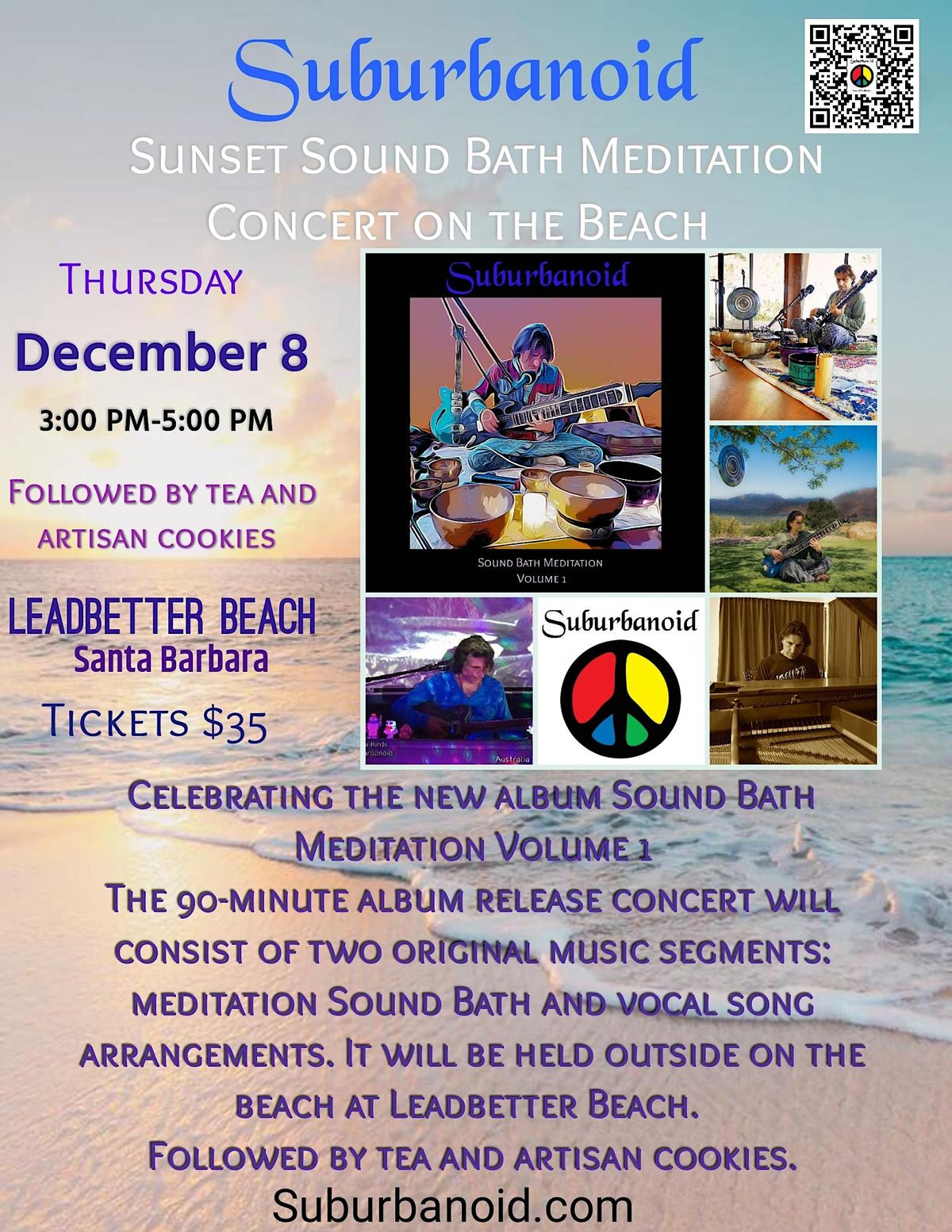 Suburbanoid Sunset Sound Bath Meditation concert on the Beach ...