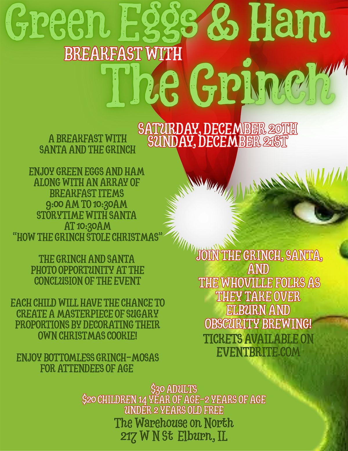 Green Eggs and Ham! Breakfast with the Grinch, Warehouse on North ...