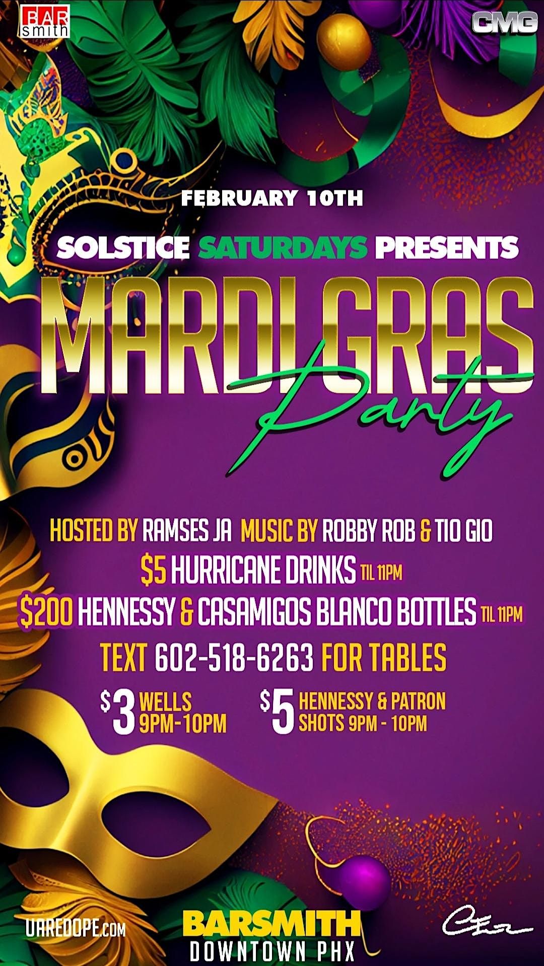 Solstice Saturdays at Bar Smith (MARDI GRAS EDITION), Bar Smith ...