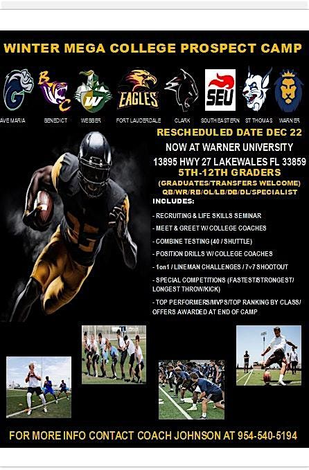WINTER MEGA COLLEGE PROSPECT CAMP, Warner University, Lake Wales, 22 ...