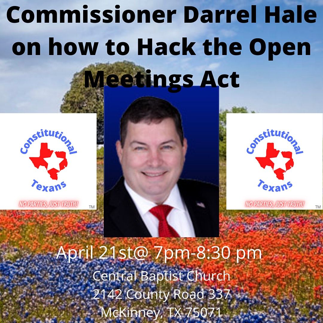 Darrell Hale County Commission teaching on the Hacks of the Open ...