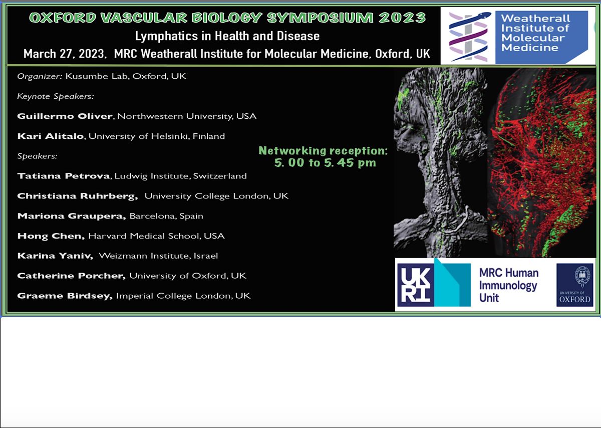 Oxford Vascular Biology Symposium 2023, The MRC Weatherall Institute of ...