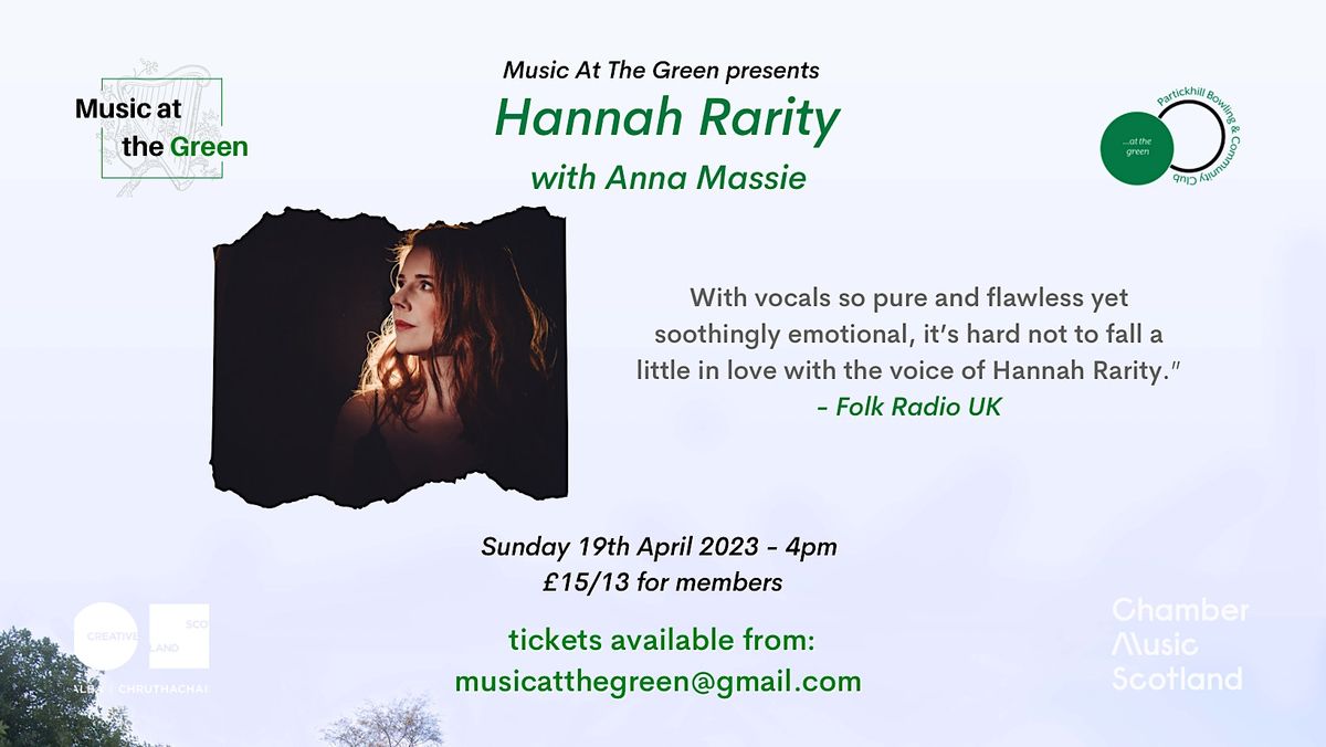 Music At The Green: Hannah Rarity with Anna Massie, Partick Hill ...