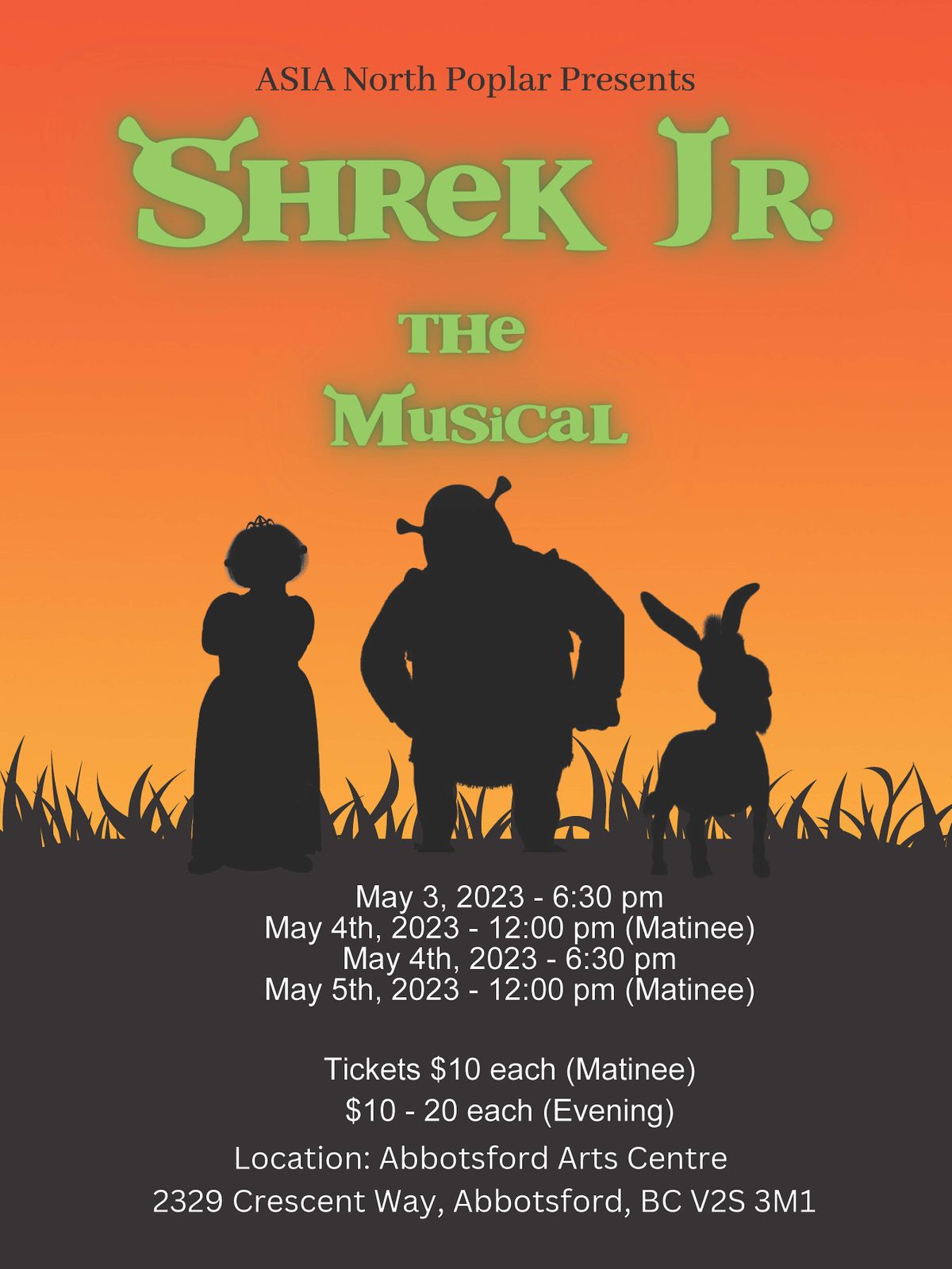 Shrek Jr The Musical, Abbotsford Arts Centre, 3 May 2023