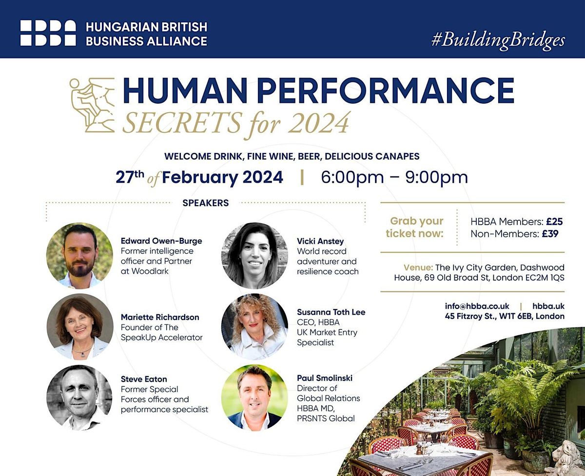 Human Performance Secrets for 2024, The Ivy City Garden, London, 27 February 2024