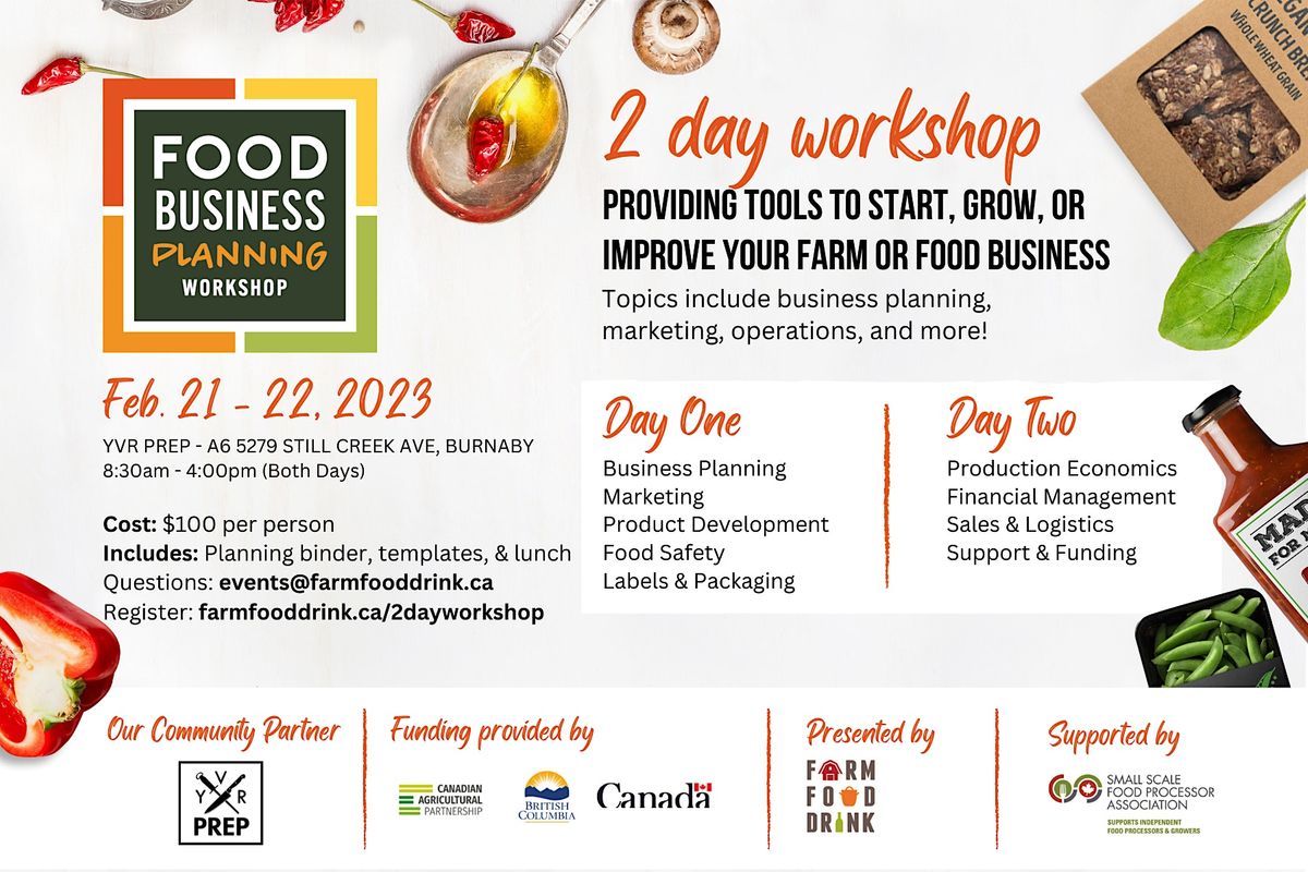 2 Day Food Business Planning Workshops in Burnaby, YVR Prep, Burnaby ...