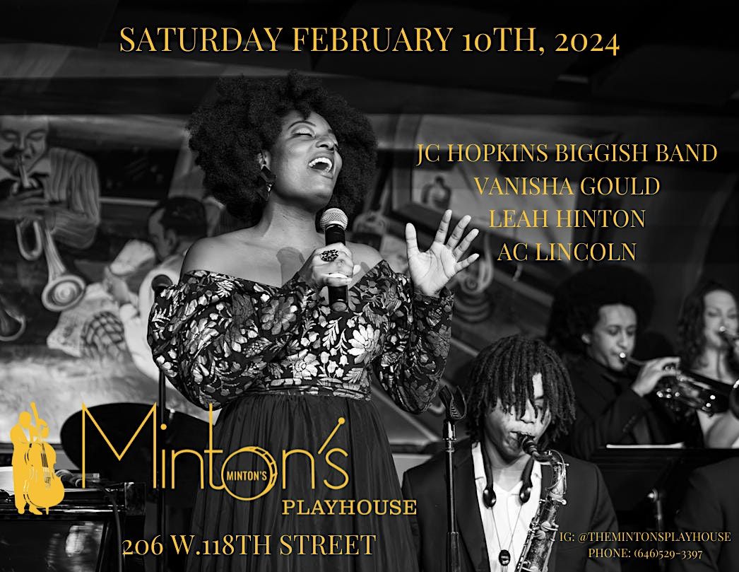 Sat 02/10: JC Hopkins Biggish Band at the Legendary Mintons Playhouse ...