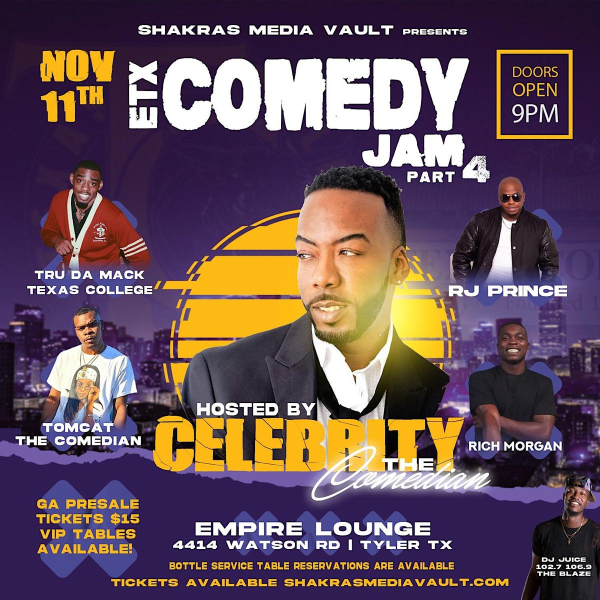 ETX Comedy Jam 4, Empire Lounge, Tyler, 11 November to 12 November