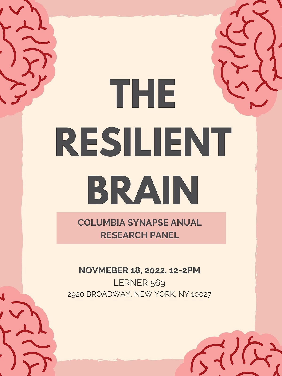 The Resilient Brain 2022 | Columbia Synapses Annual Research Panel, Uris Hall, New York, 18 ...