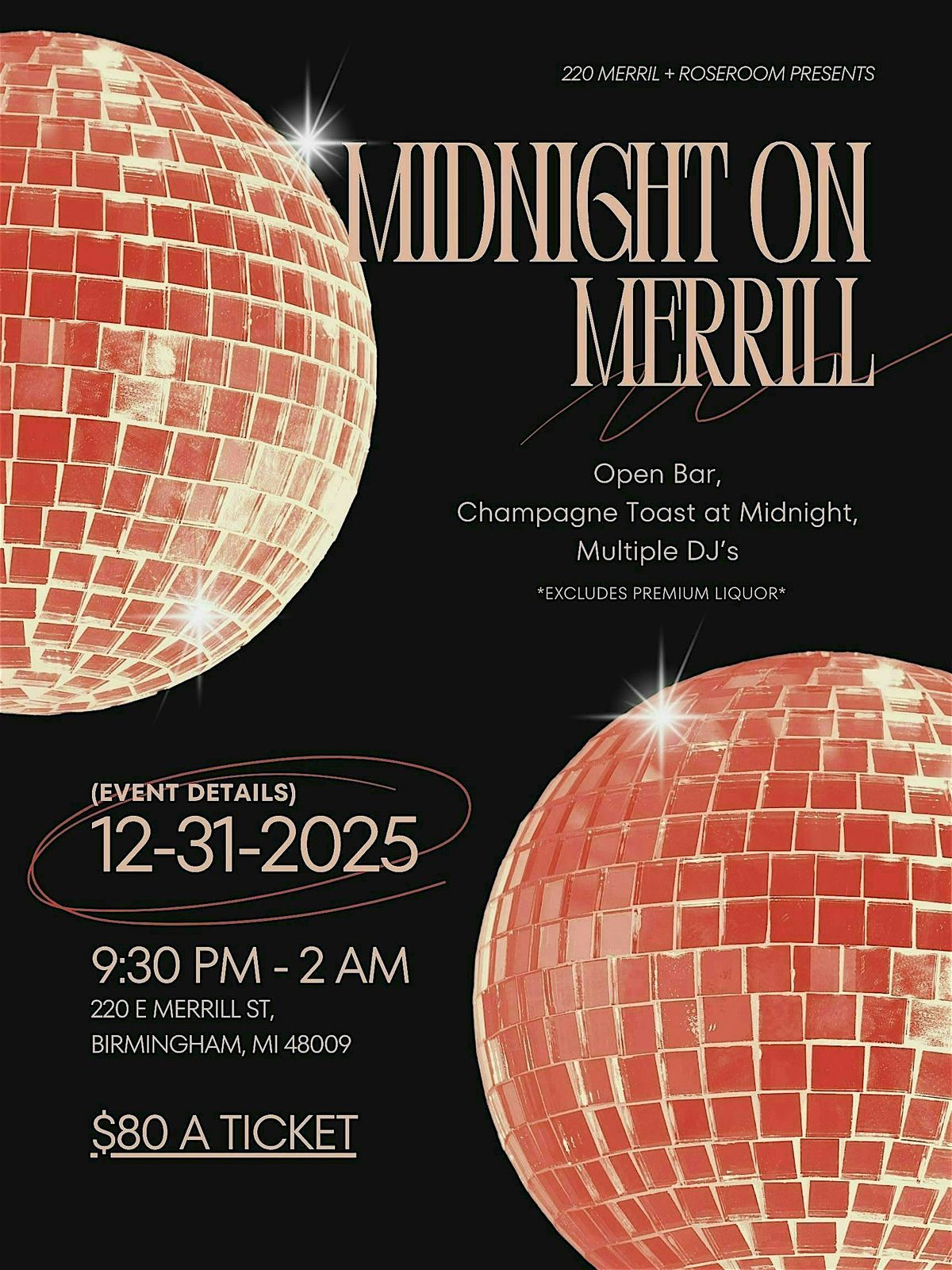 Midnight on Merrill, 220 E Merrill St, Birmingham, 31 December 2025